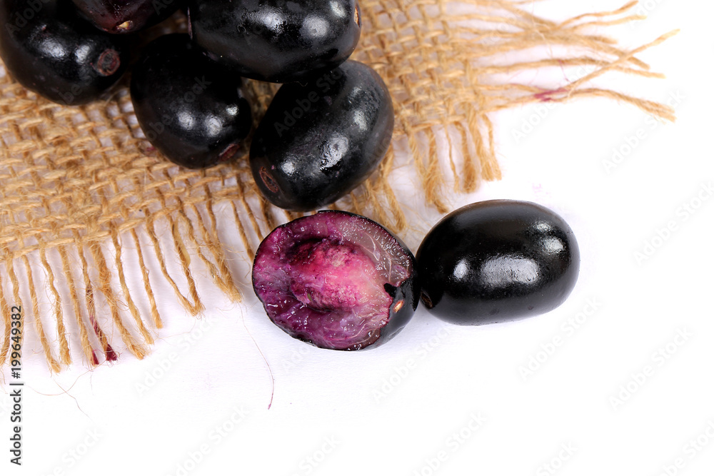 Jambolan plum or jambhul or jamun fruit, Java plum (Syzygium cumini ...