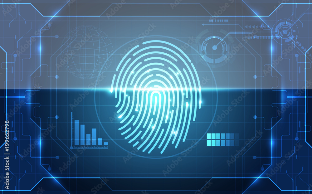 Fingerprint integrated in a printed circuit, releasing binary codes ...