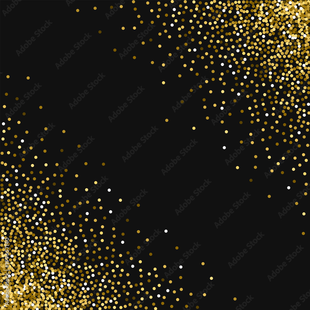 Round gold glitter. Scatter cornered border with round gold glitter on ...