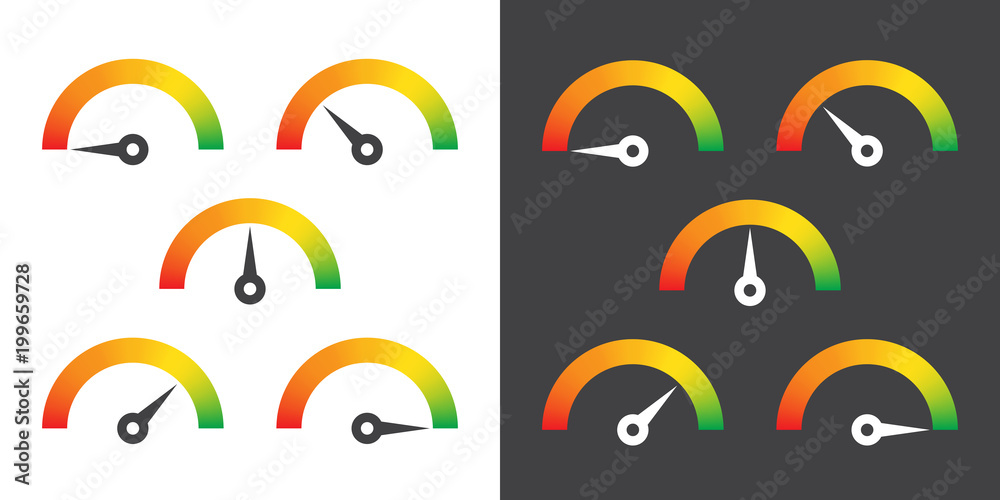 Meter sign infographic gauge element from red to green vector ...
