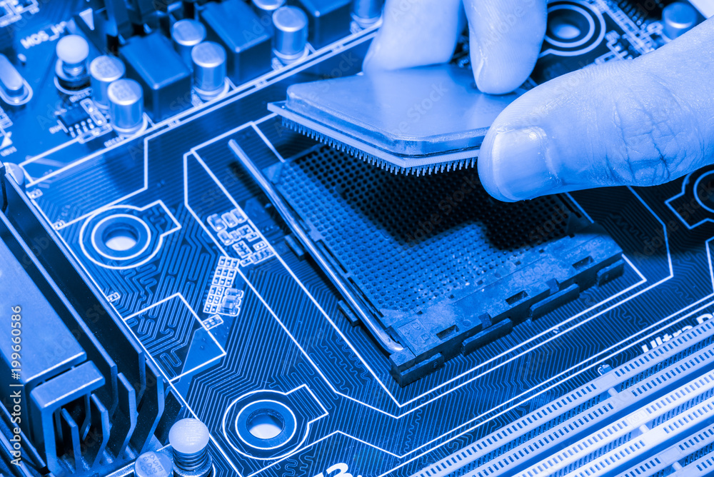 Abstract,close up of Mainboard Electronic computer background. (logic ...