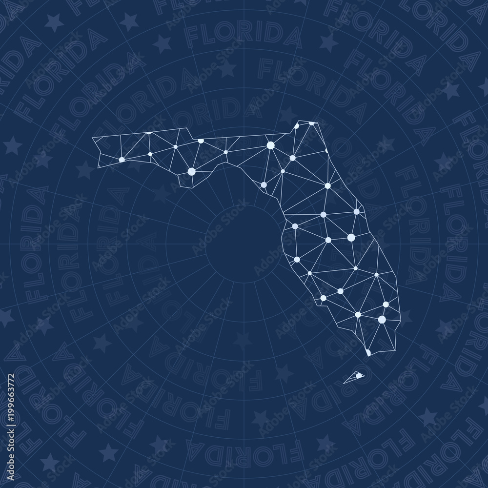Florida network, constellation style us state map. Stylish space style ...