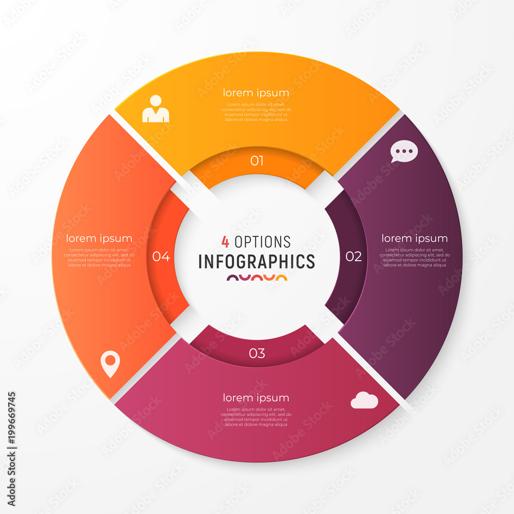Circle chart template with 4 options. Vector design for infograp Stock ...