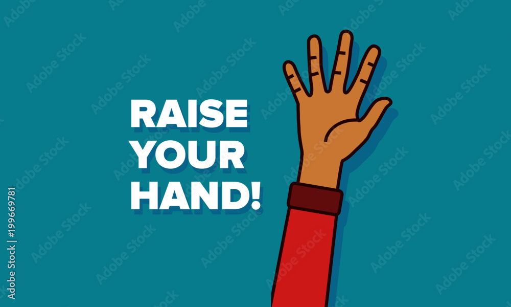Raise Your Hand Vector Illustration in Flat Line Art Style Stock Vector ...