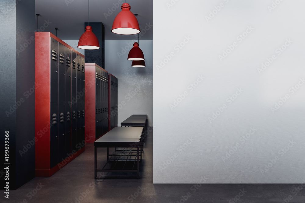 Modern locker room with copyspace Stock Illustration | Adobe Stock