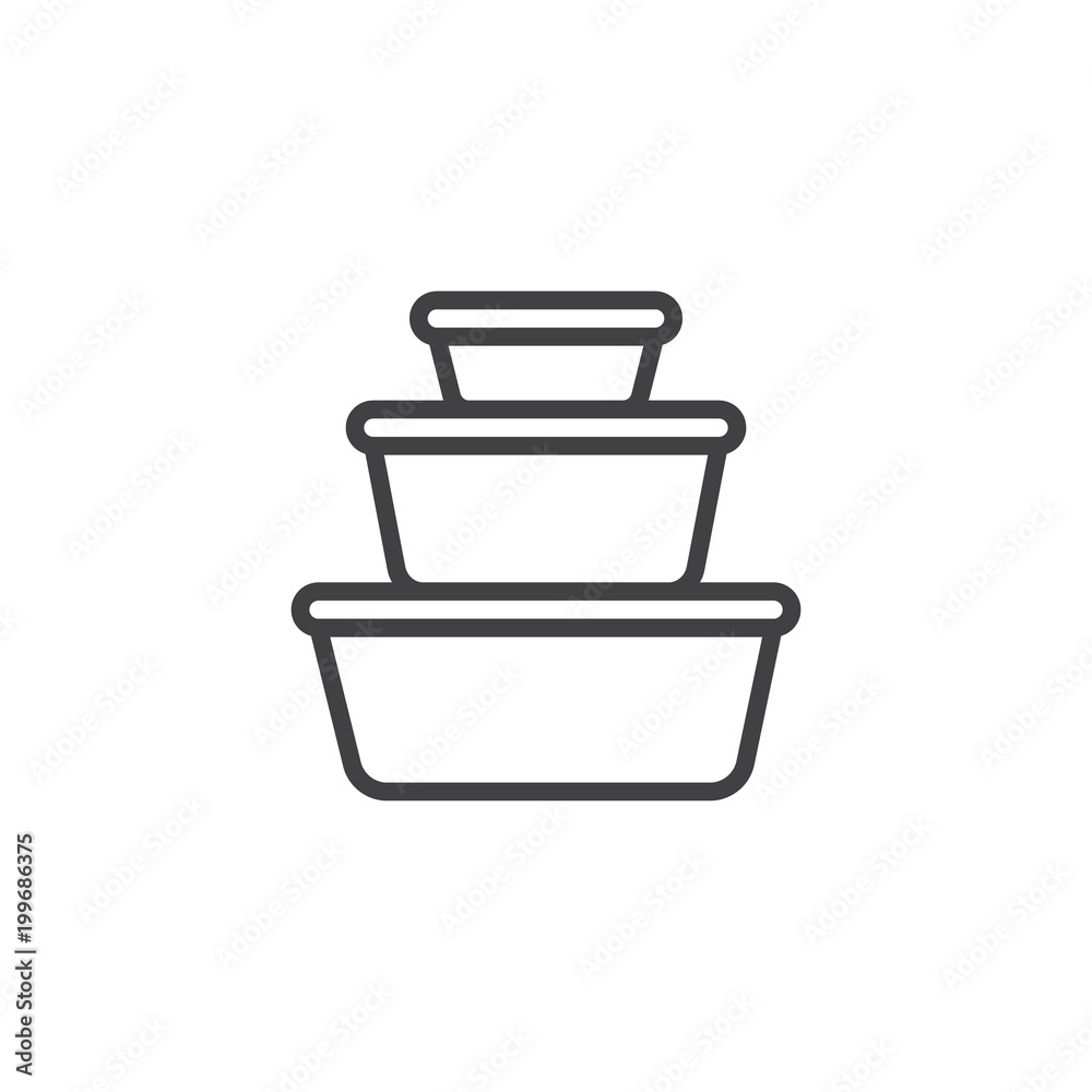 Plastic food containers outline icon. linear style sign for mobile ...