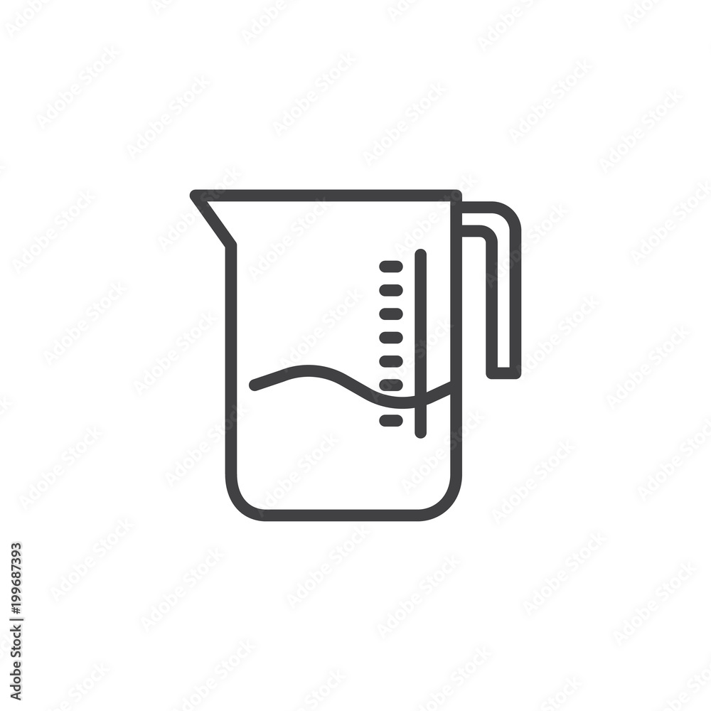 Measuring cup outline icon. linear style sign for mobile concept and ...