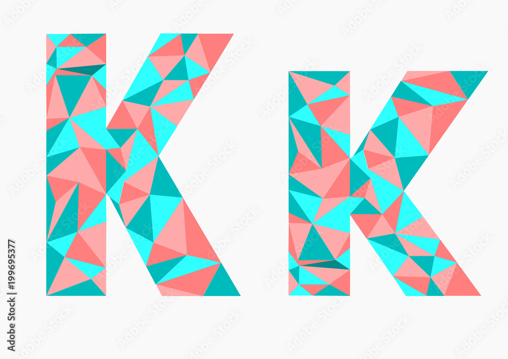 Letter K,low poly alphabet,geometric style.Abstract vector. Stock ...