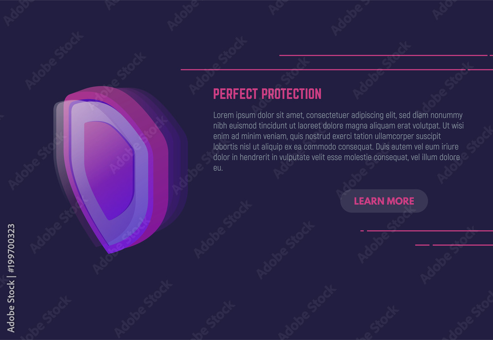 Isometric 3d shield with gradients and layers. Protection banner ...