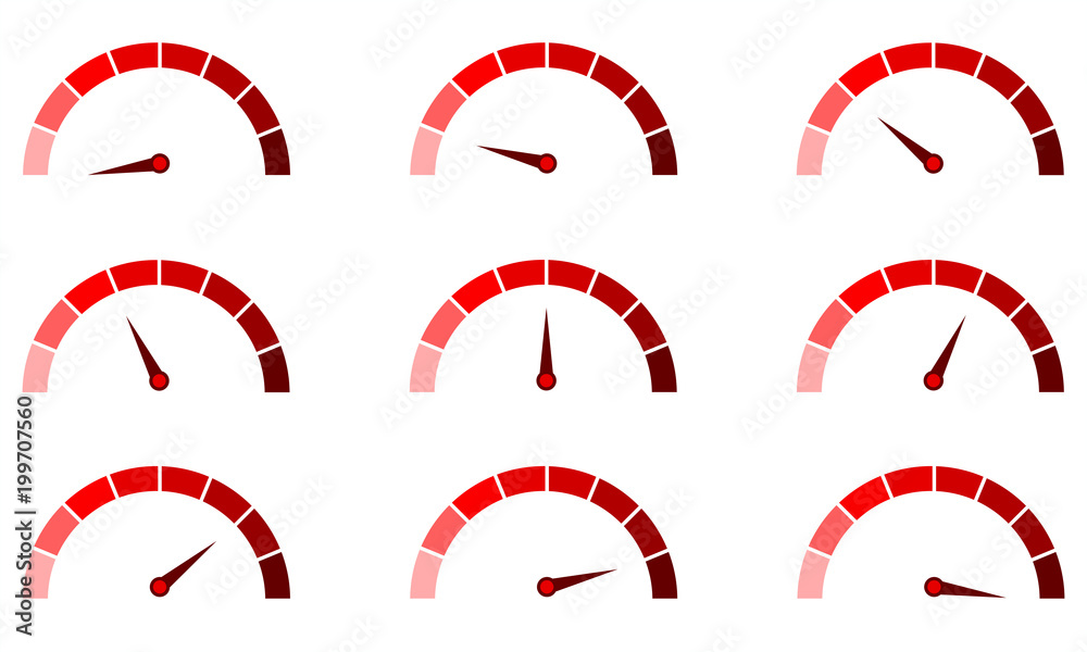 Speedometer or rating meter signs infographic gauge element. Vector ...