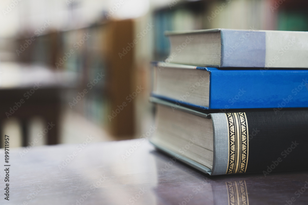 Education learning concept, Books on the desk in the auditorium, Book ...