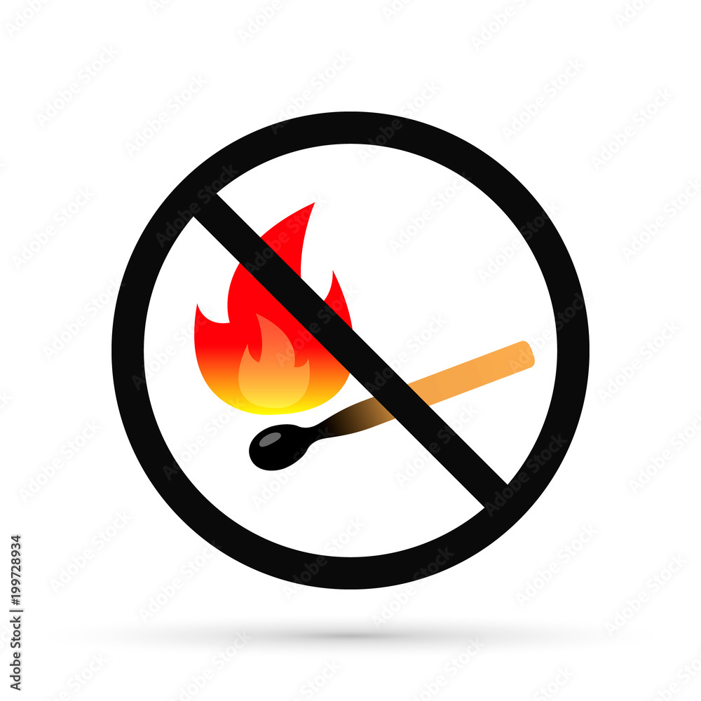 Vetor de No open flame sign. No fire, No access with open flame ...