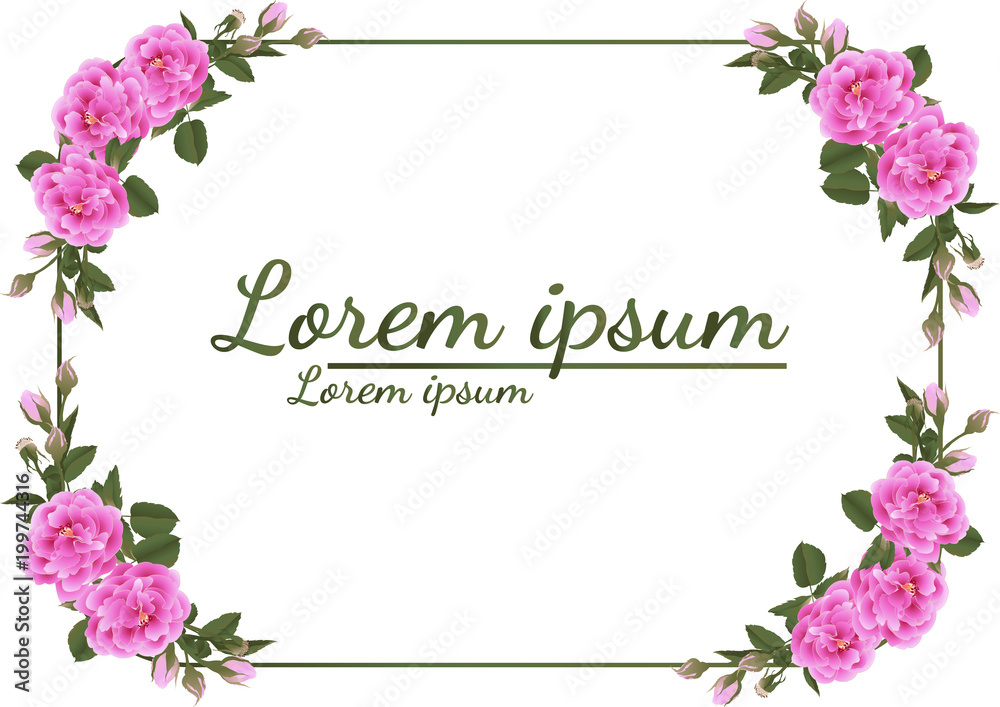 beautiful flower frame vector.Greeting card with flowers, watercolor ...