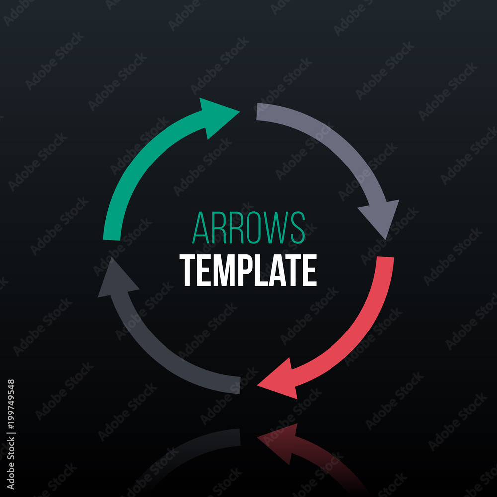 Round cycle template with four segments in glossy business style on ...