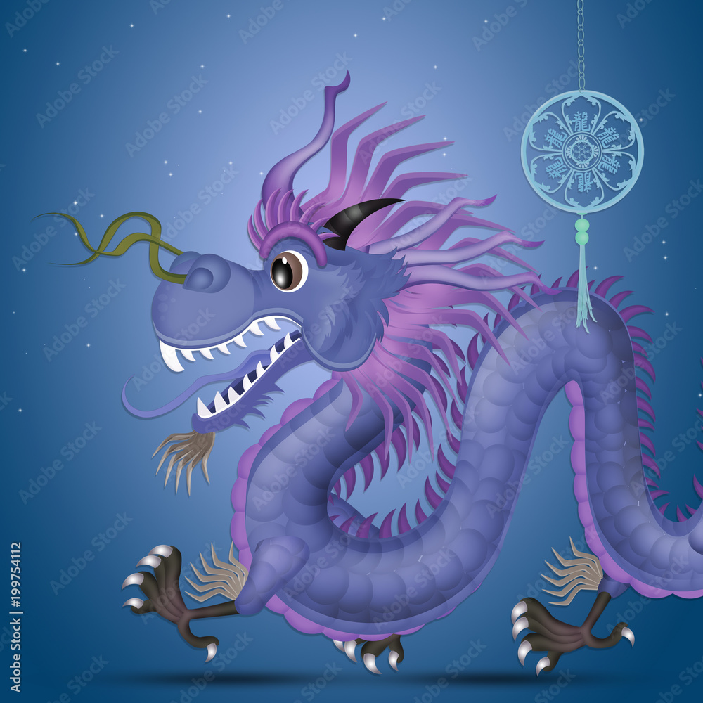 Blue Chinese Dragon Mask