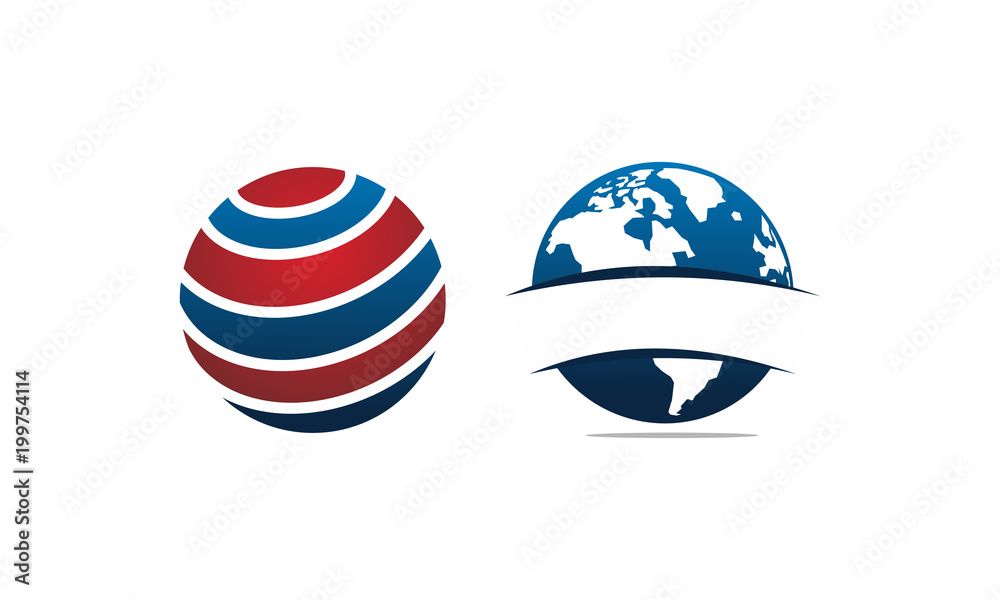 World Globe Logo Design Template Set Stock Vector | Adobe Stock