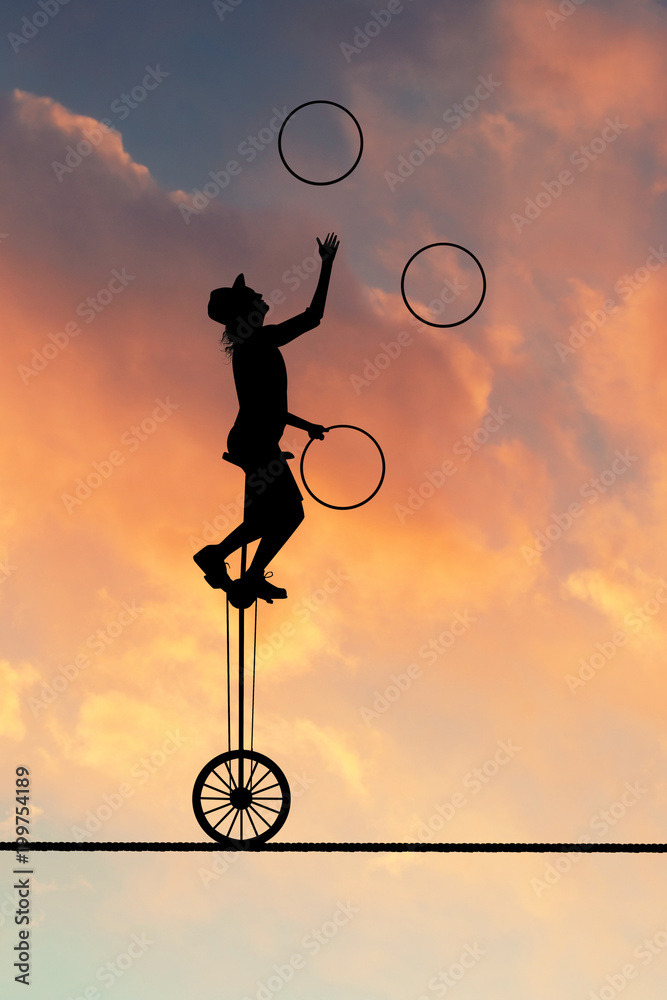 Illustration of tightrope walker Stock Illustration | Adobe Stock