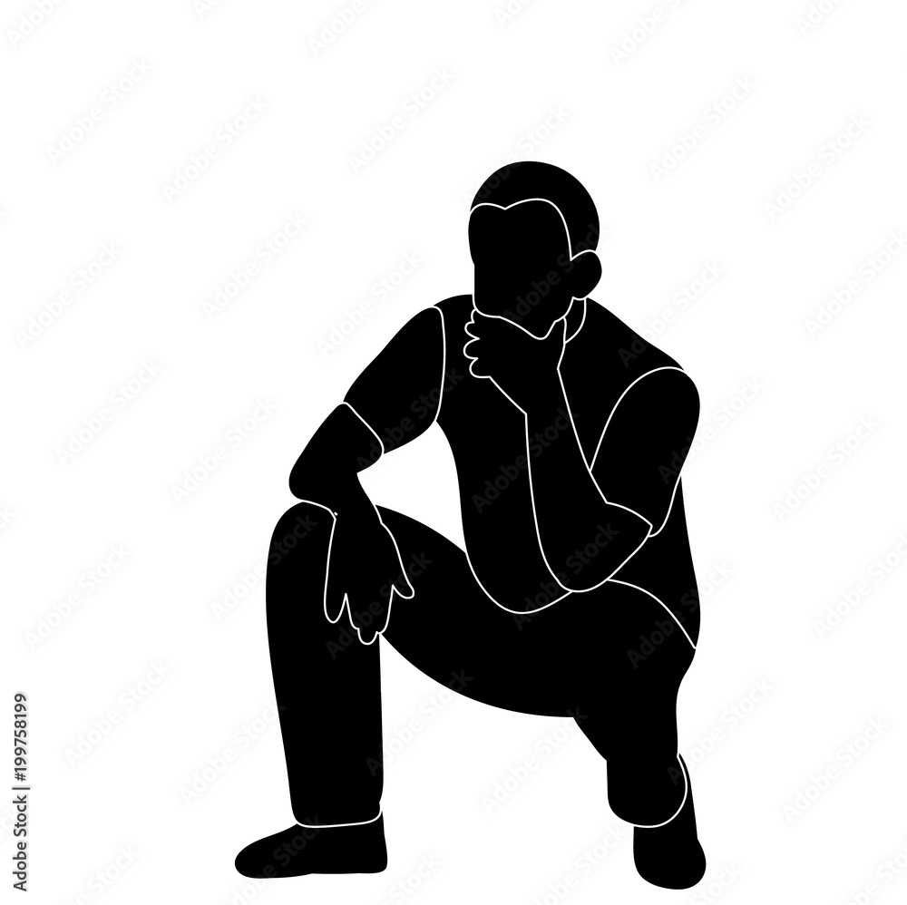 silhouette man sitting down Stock Vector | Adobe Stock