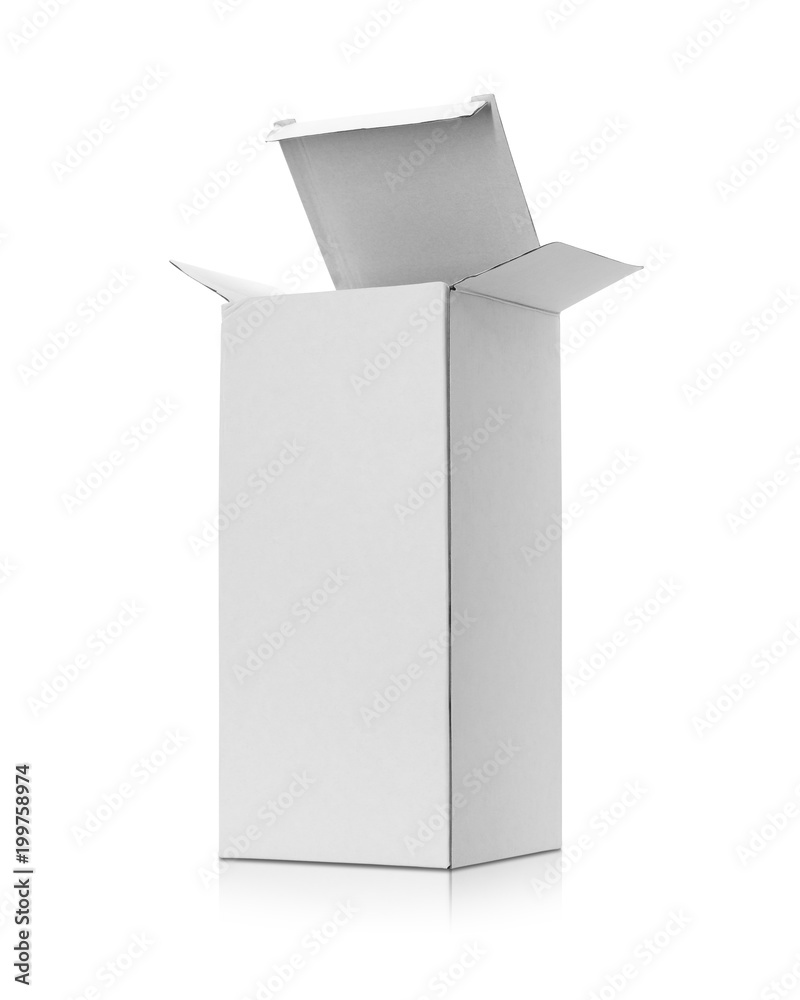 Blank cardboard box isolated on white background. Template of long box ...
