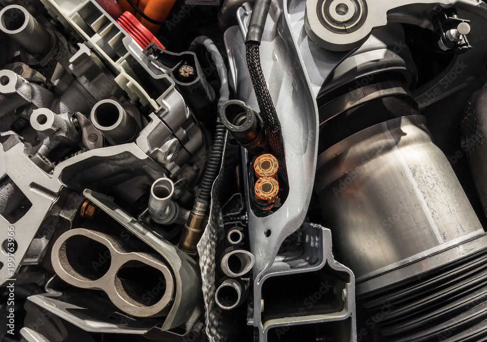 Mechanism of engine in a modern car Stock Photo | Adobe Stock