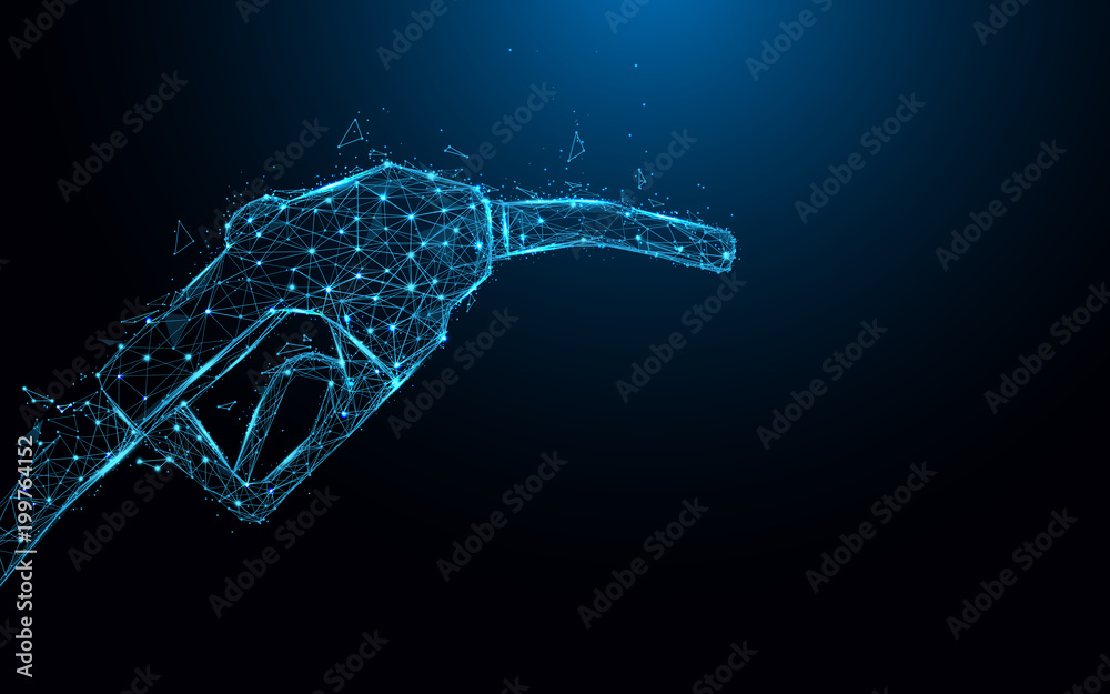 Abstract gas pump form lines and triangles, point connecting network on ...