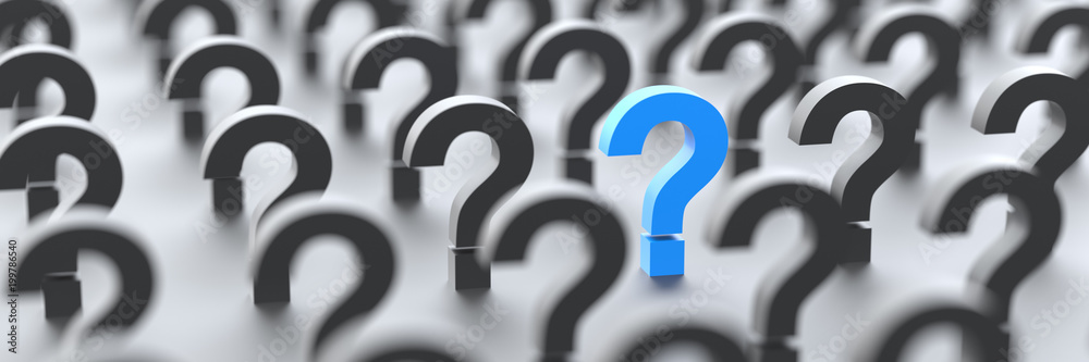 Black and blue question marks background. 3D Rendering. Stock ...