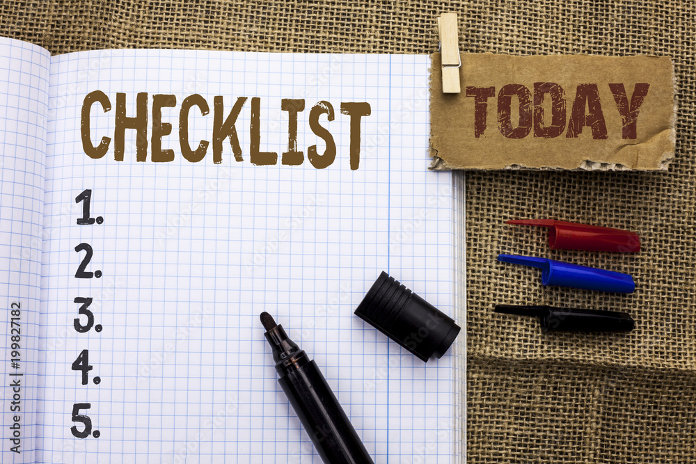 Text sign showing Checklist. Conceptual photo Todolist List Plan Choice ...