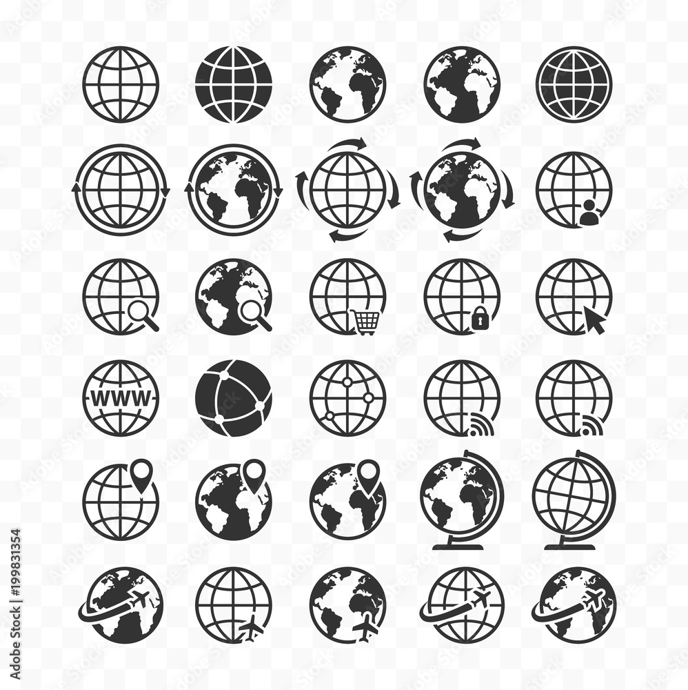 Globe web icon set. Planet Earth icons for websites. Stock Vector ...