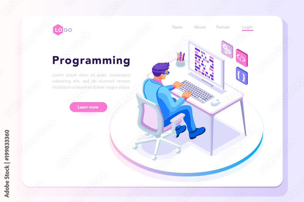 Programming landing page template Stock Vector | Adobe Stock