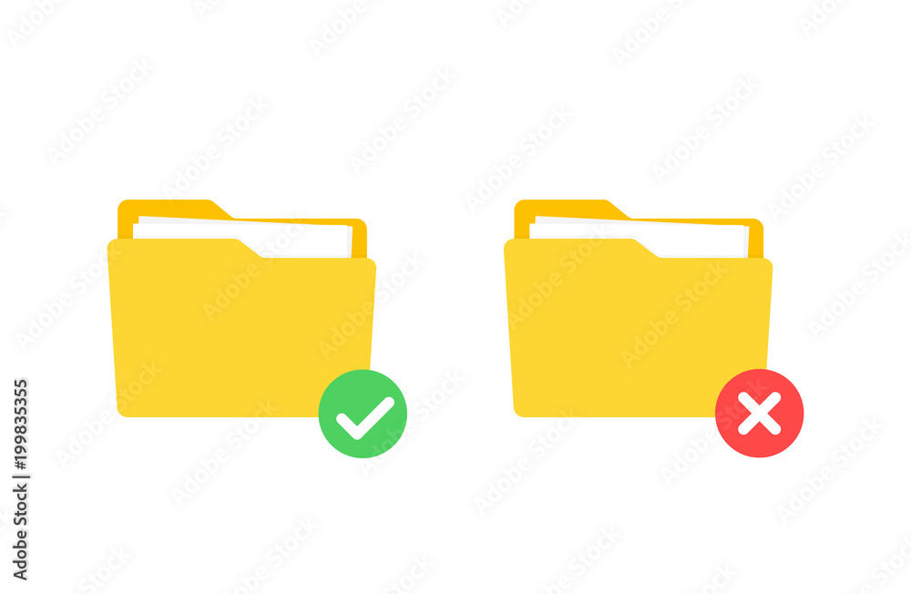 Check folder, approve and reject folder. Flat cartoon design, vector ... Check folder, approve and reject folder. Flat cartoon design, vector ...