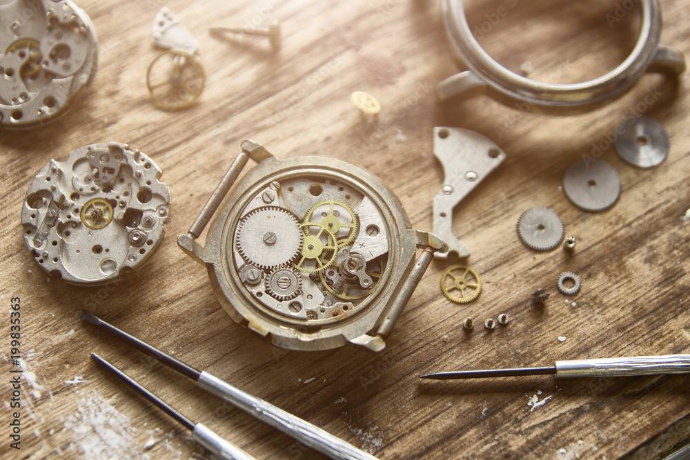 Mechanical watch repair Stock Photo | Adobe Stock