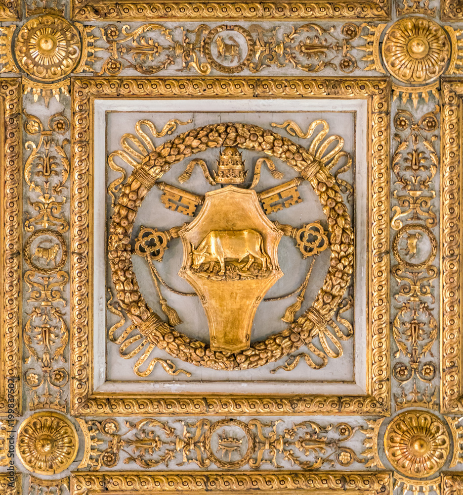 Borgia coat of arms in the ceiling of the Basilica of Santa Maria ...