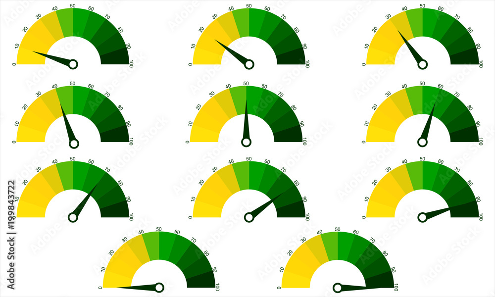 Set of number diagrams from 0 to 100 ready-to-use for web design, user ...