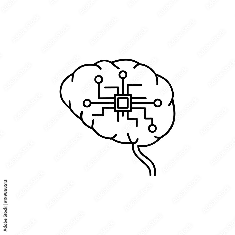 nano chip in the brain icon. Element of nano technology icon. Premium ...