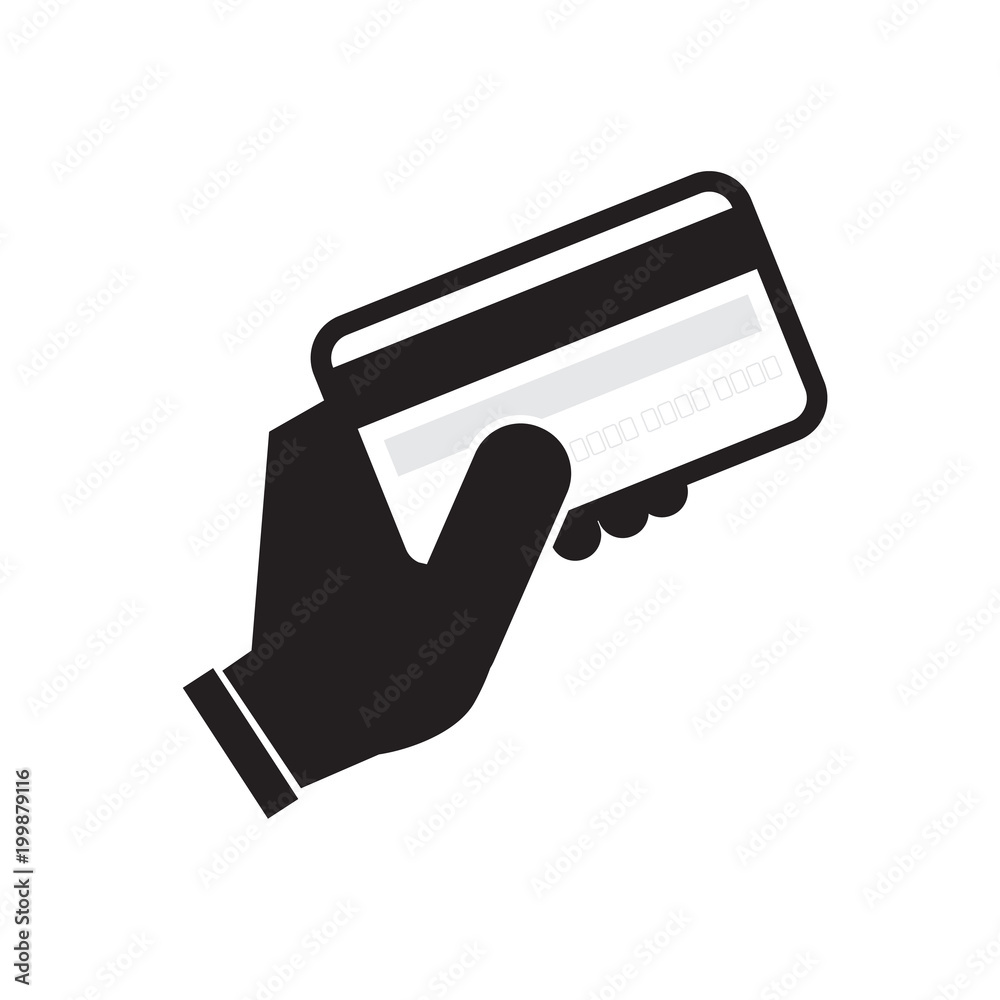 Hand holding a credit card icon black color Stock Vector | Adobe Stock