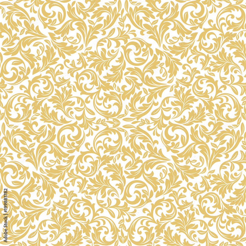 Gold Floral Pattern Wallpaper