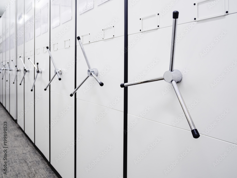 Mobile cabinet office storage document rack room perspective Stock ...