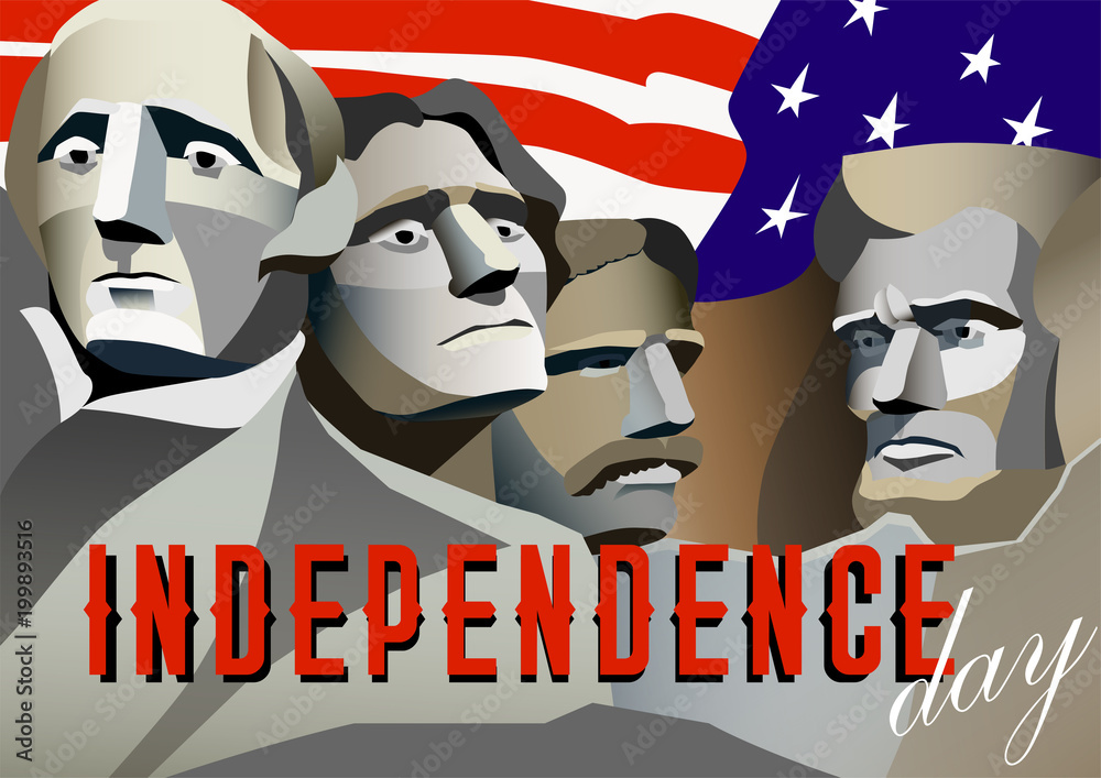 USA Independence day poster. Rushmore monument, presidents, George ...