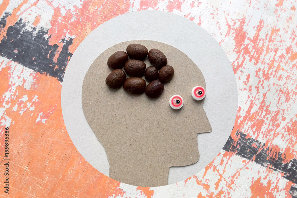 Foto de Overdose of coffee red eyes of the image of a man in a ...