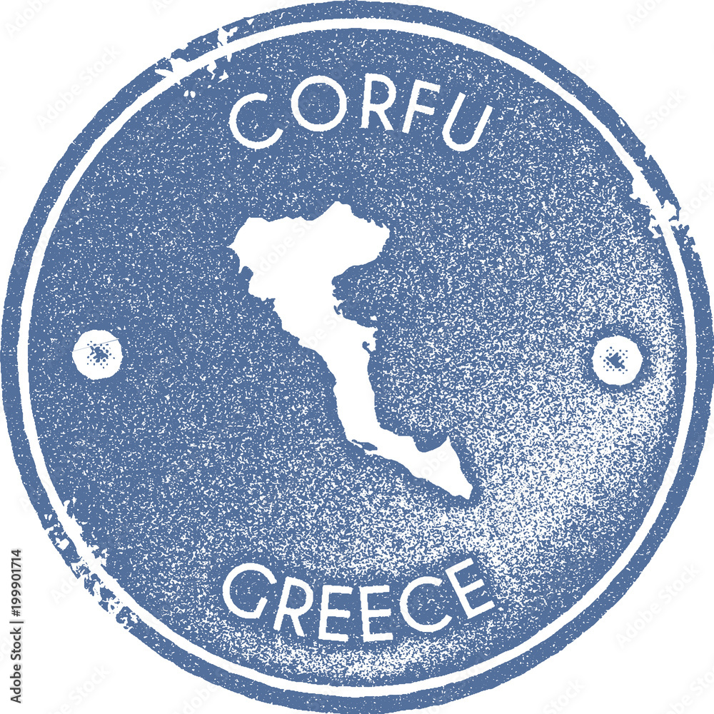 Corfu map vintage stamp. Retro style handmade label, badge or element ...