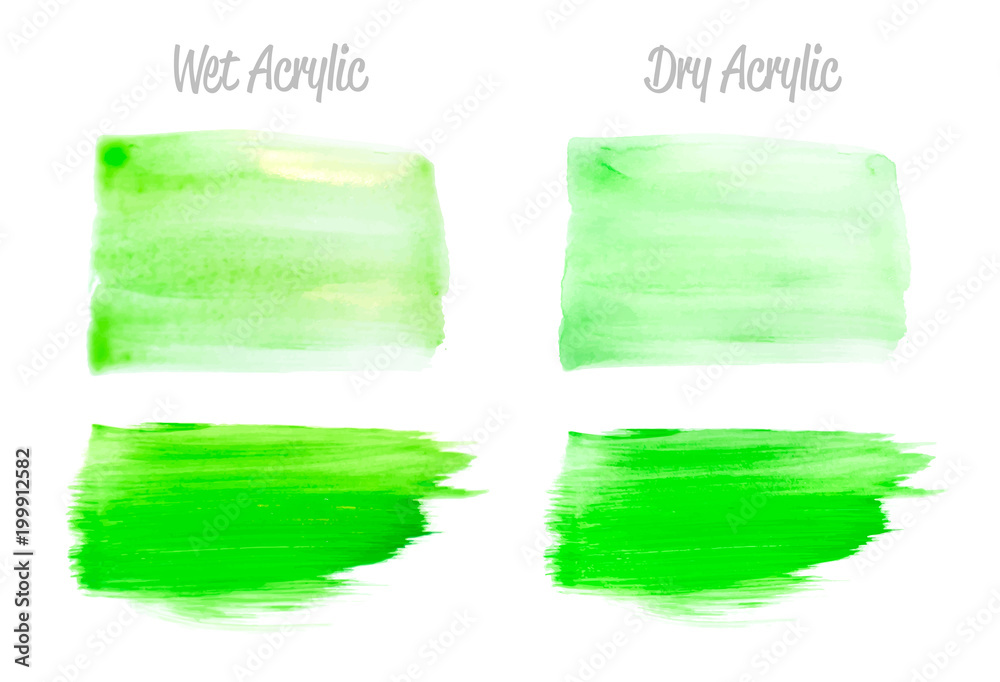 Vector green paint smear stroke stain set. Abstract acrylic textured ...