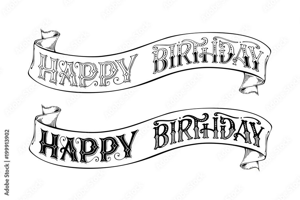 Vector Happy Birthday lettering. Stock Vector | Adobe Stock
