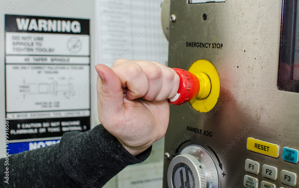 Button emergency stop Stock Photo | Adobe Stock