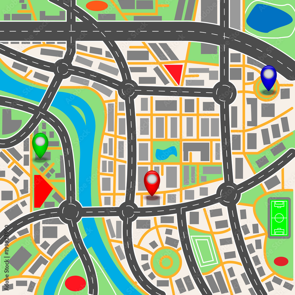 City map.Vektor illustration. Stock Vector | Adobe Stock