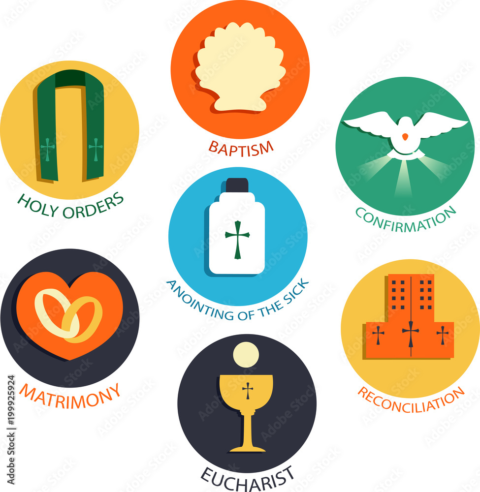 Seven Sacraments Elements Illustration Stock Vector | Adobe Stock