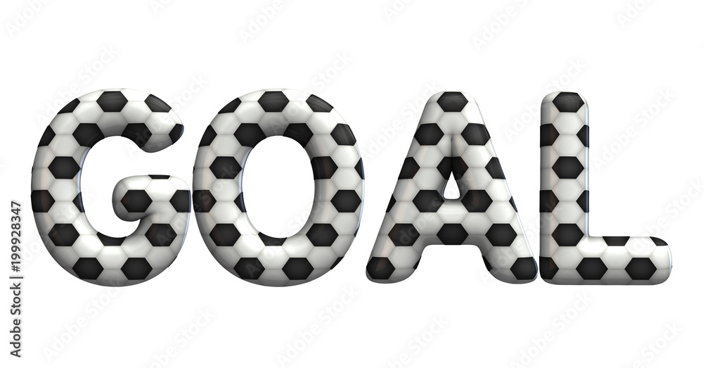 Goal word made from a football soccer ball texture. 3D Rendering Stock ...