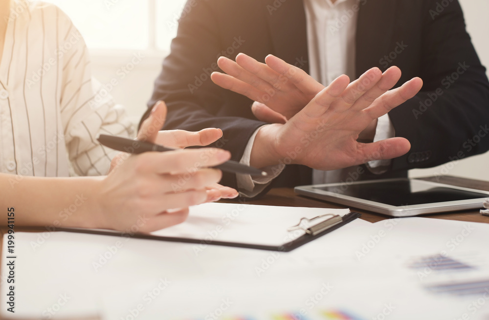 Business colleagues using tablet and working with documents Stock Photo ...