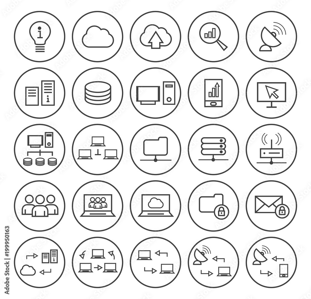 Set of Quality Universal Standard Minimal Simple Black Thin Line ...