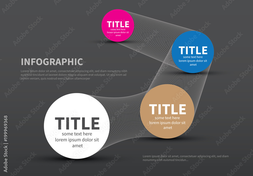 Mesh Connection Infographic with Circular Text Fields Stock Template ...