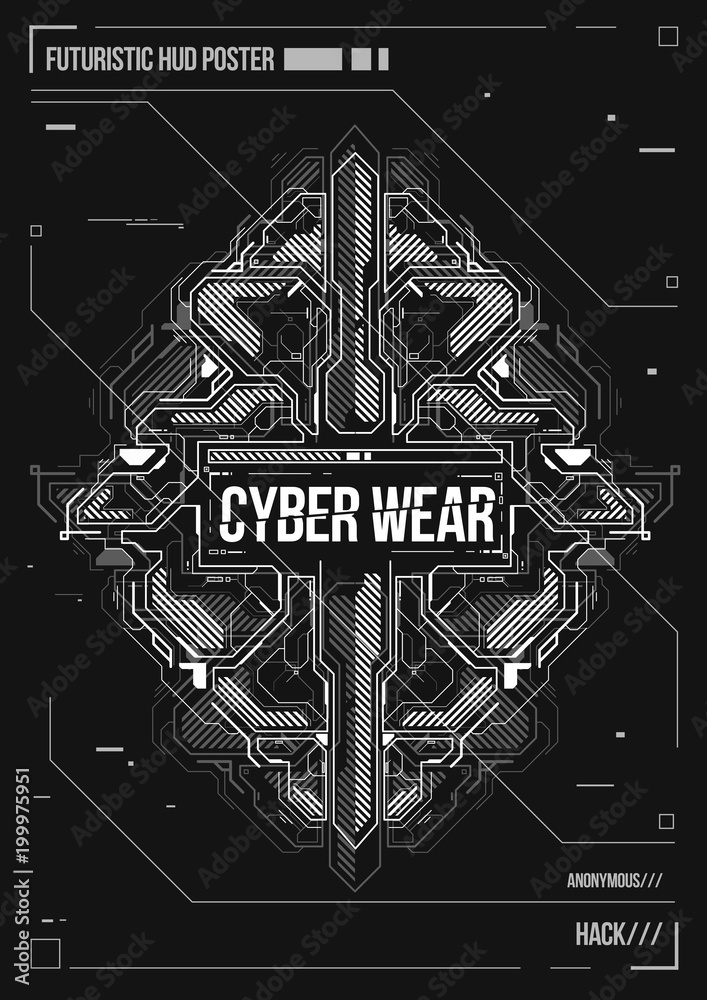 Cyberpunk futuristic poster. Retro futuristic poster template ...